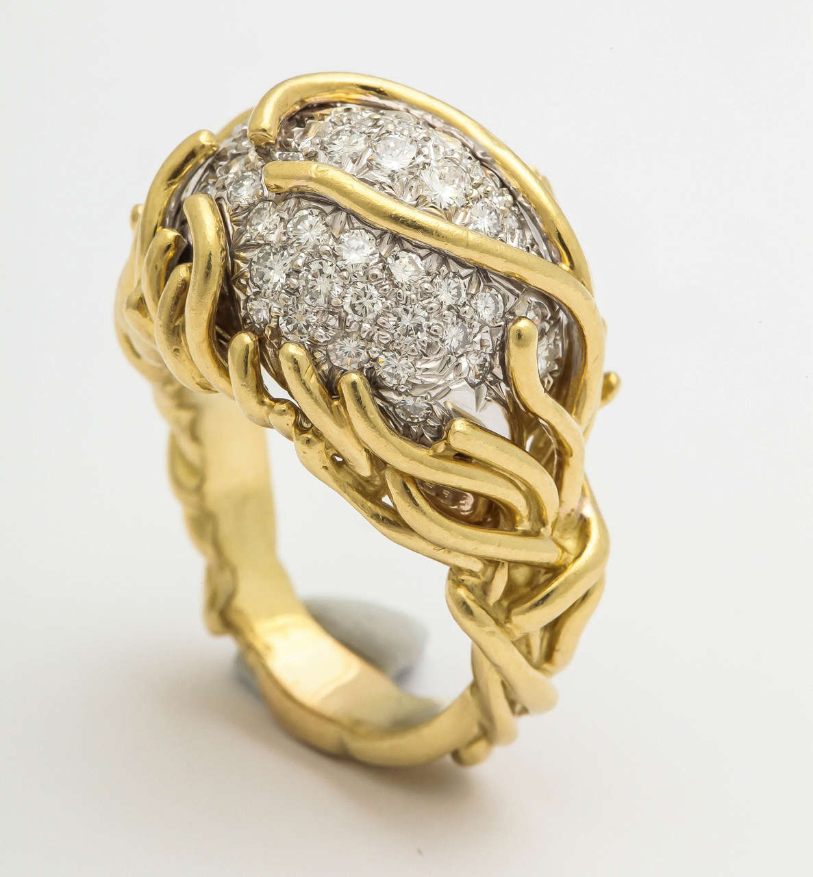 1960s Heavy Diamond Gold Dome Cocktail Ring at 1stDibs | heavy gold ...