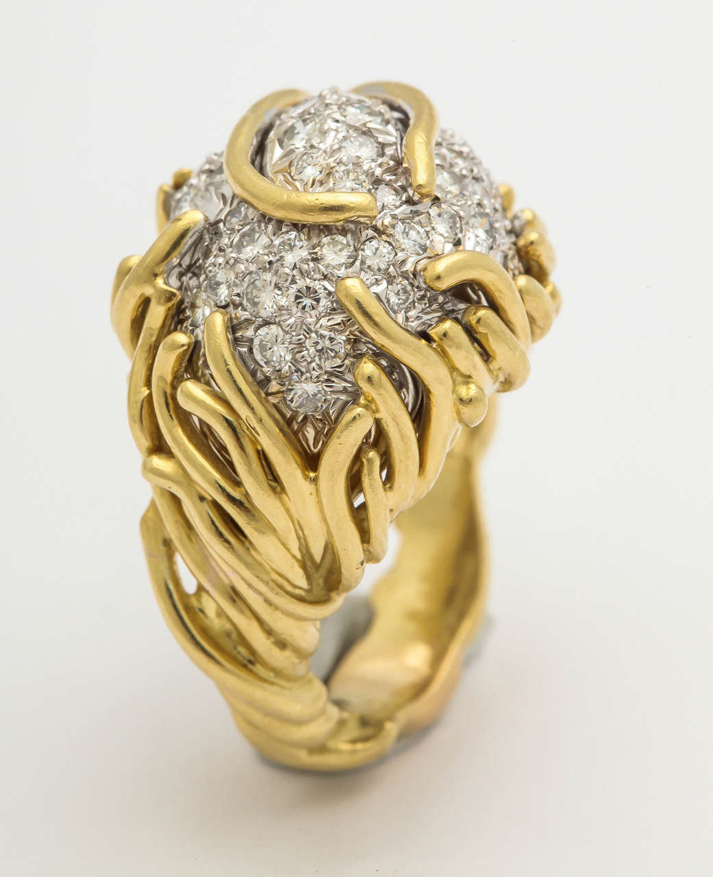 1960s Heavy Diamond Gold Dome Cocktail Ring at 1stDibs | heavy gold ...