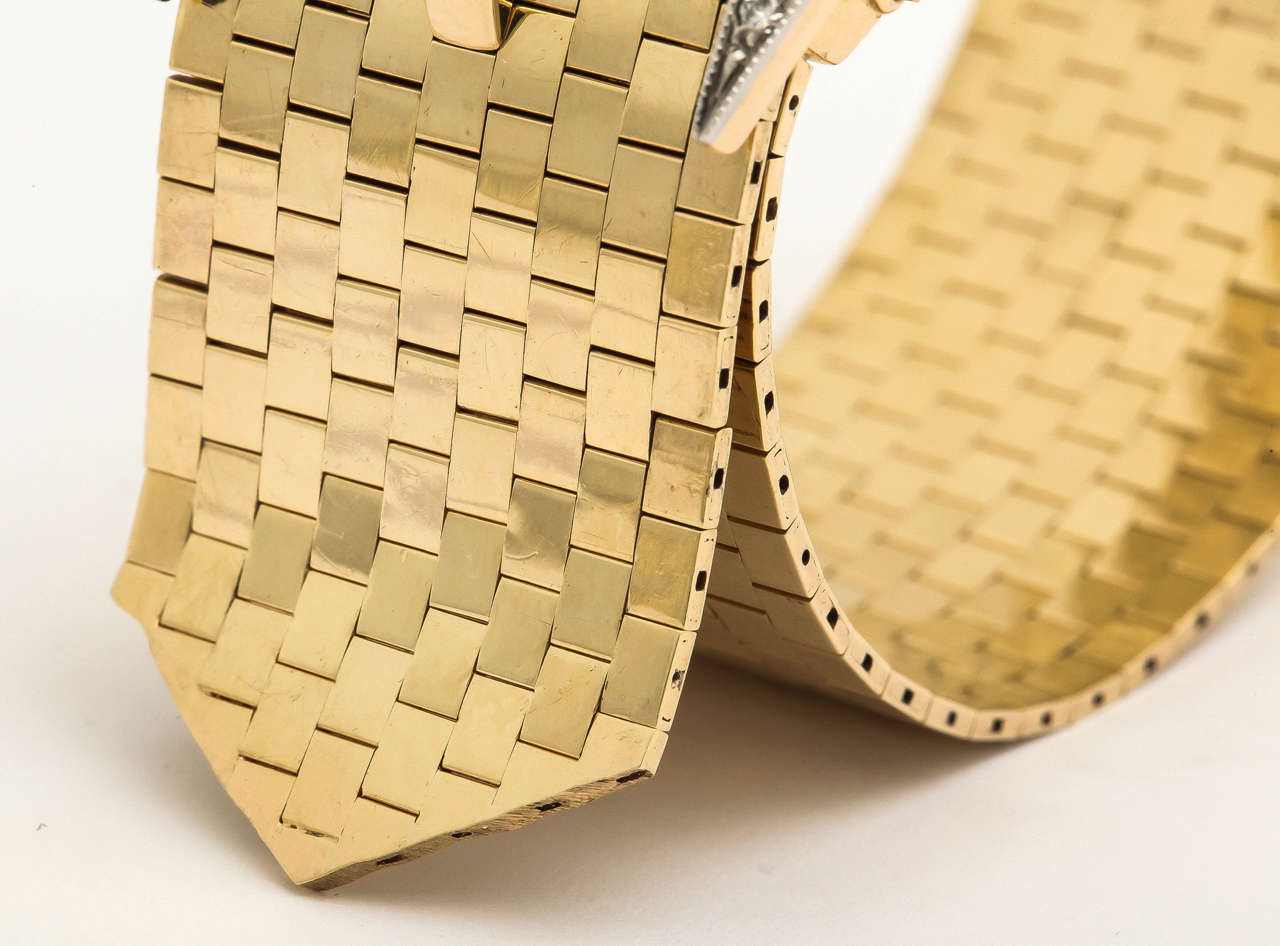 1940s Elegant Diamond Gold Brick Mesh Belt Buckle Bracelet at 1stDibs ...