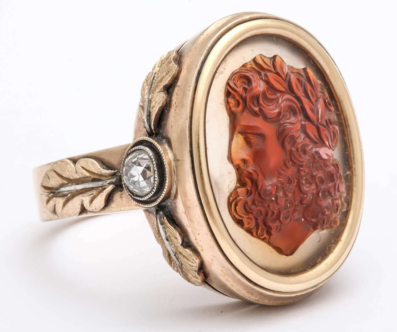 Large Gold Diamond and Carved Cameo Ring, circa 1870 For Sale at ...