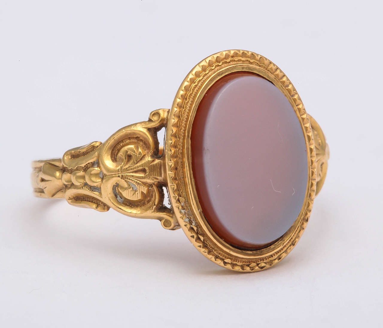 1860s French Napoleon III Agate Gold Signet Ring at 1stDibs