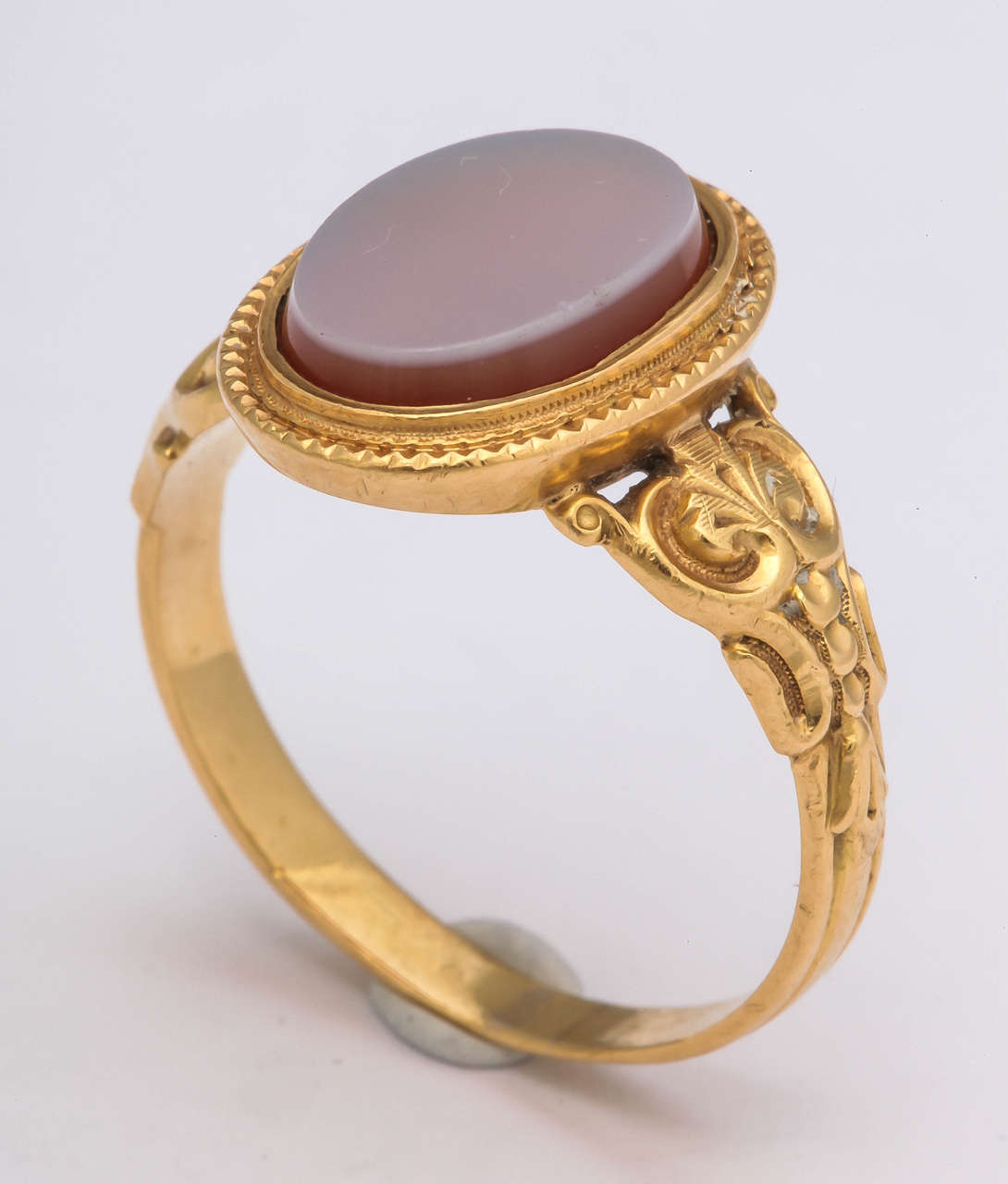 1860s French Napoleon III Agate Gold Signet Ring at 1stDibs