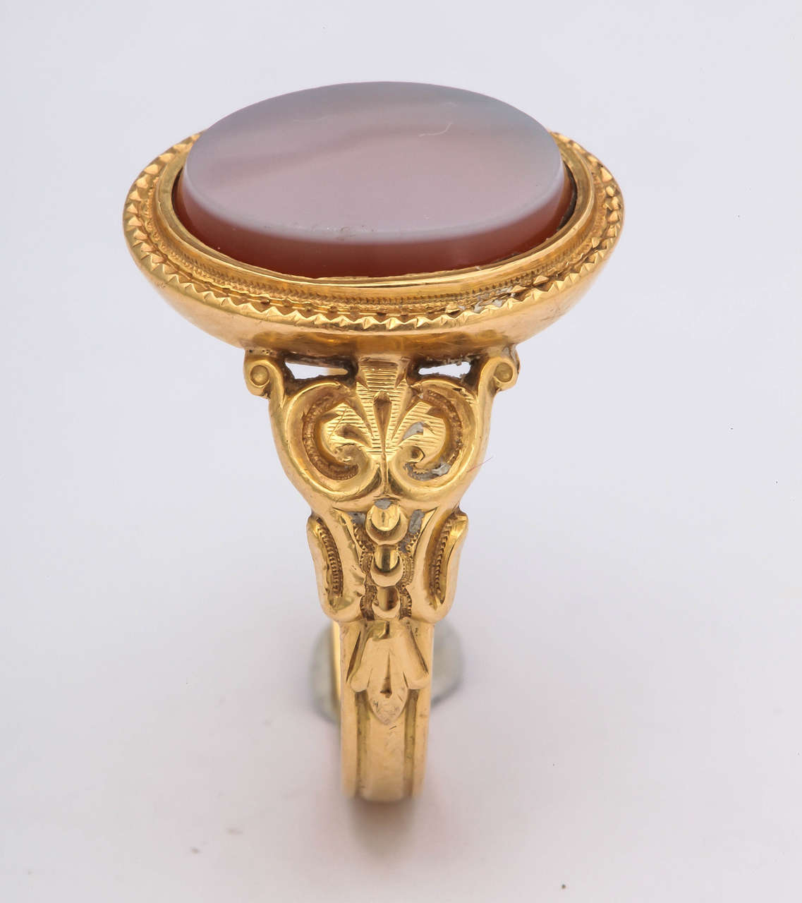 1860s French Napoleon III Agate Gold Signet Ring at 1stDibs