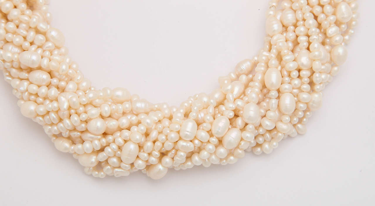 Elegant Pearl Torsade Necklace For Sale at 1stDibs