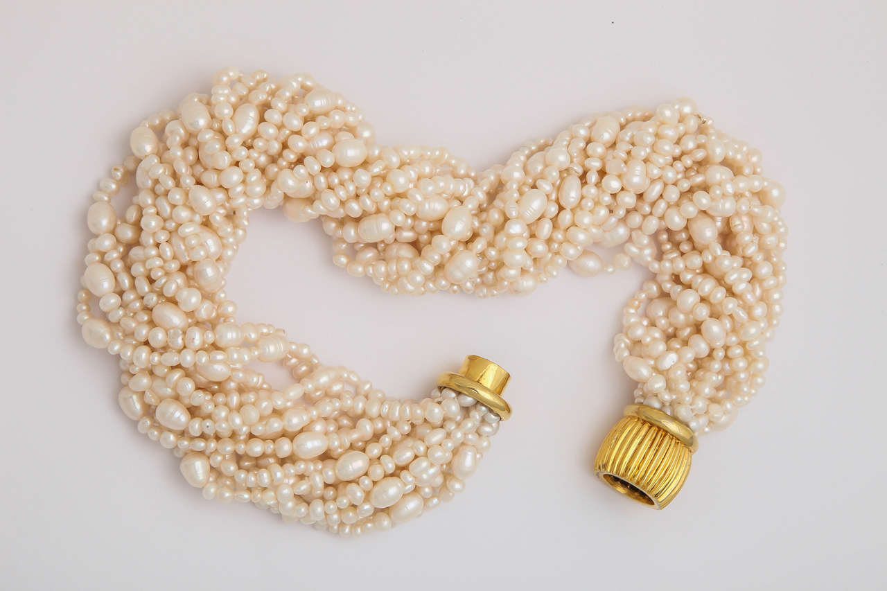 Elegant Pearl Torsade Necklace For Sale at 1stDibs