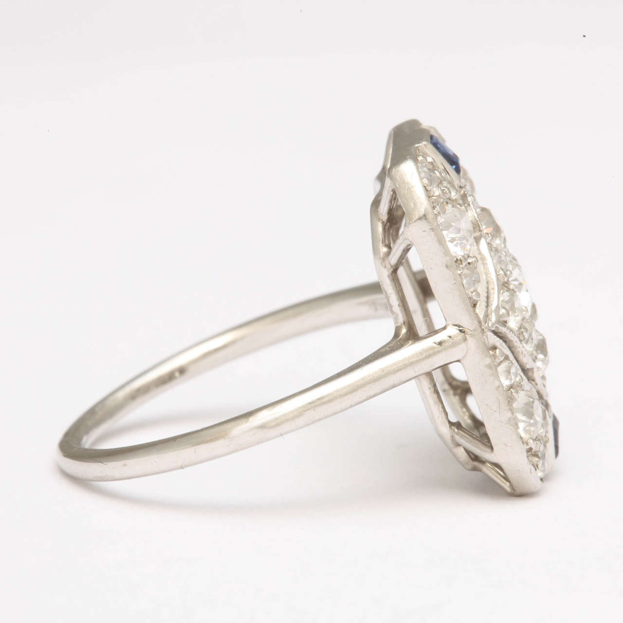 Art Deco Sapphire Diamond Gold Dinner Ring at 1stDibs