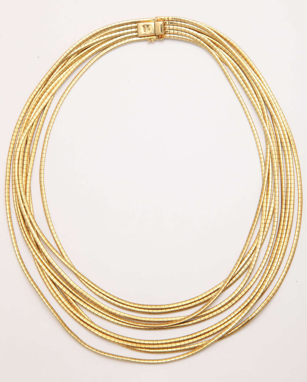 Italian 8 Strand Gold Spaghetti Necklace at 1stDibs | spaghetti chain