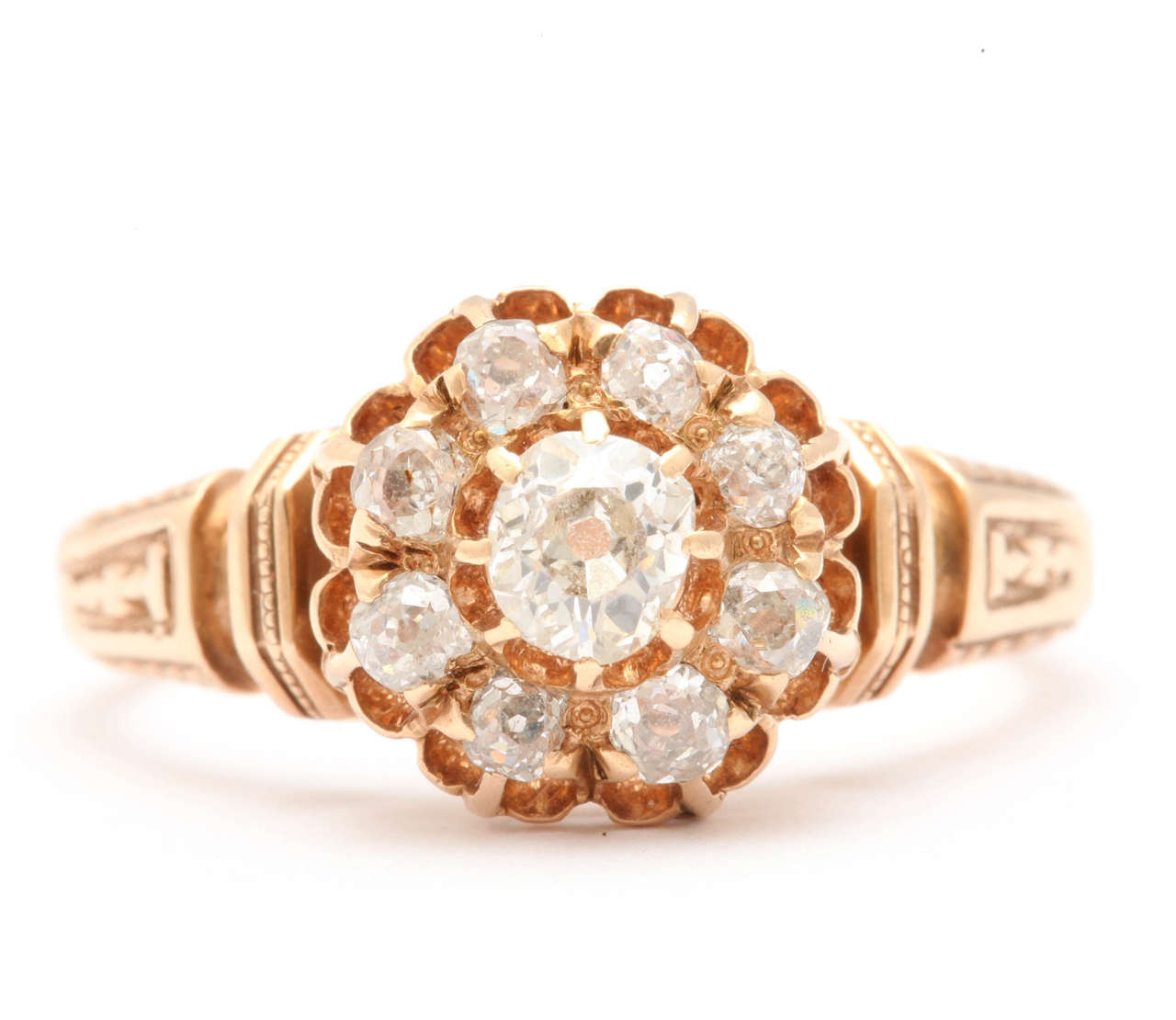 Antique 14 kt American Diamond Ring c.1870 For Sale at 1stDibs