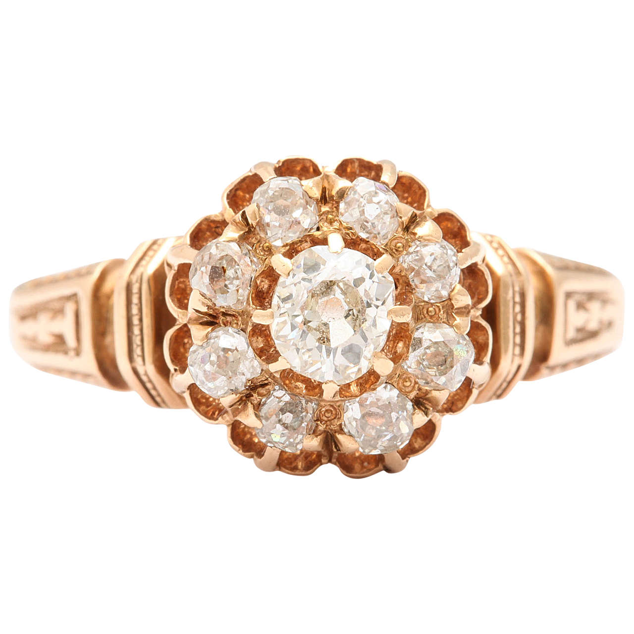 Antique 14 kt American Diamond Ring c.1870 For Sale at 1stDibs