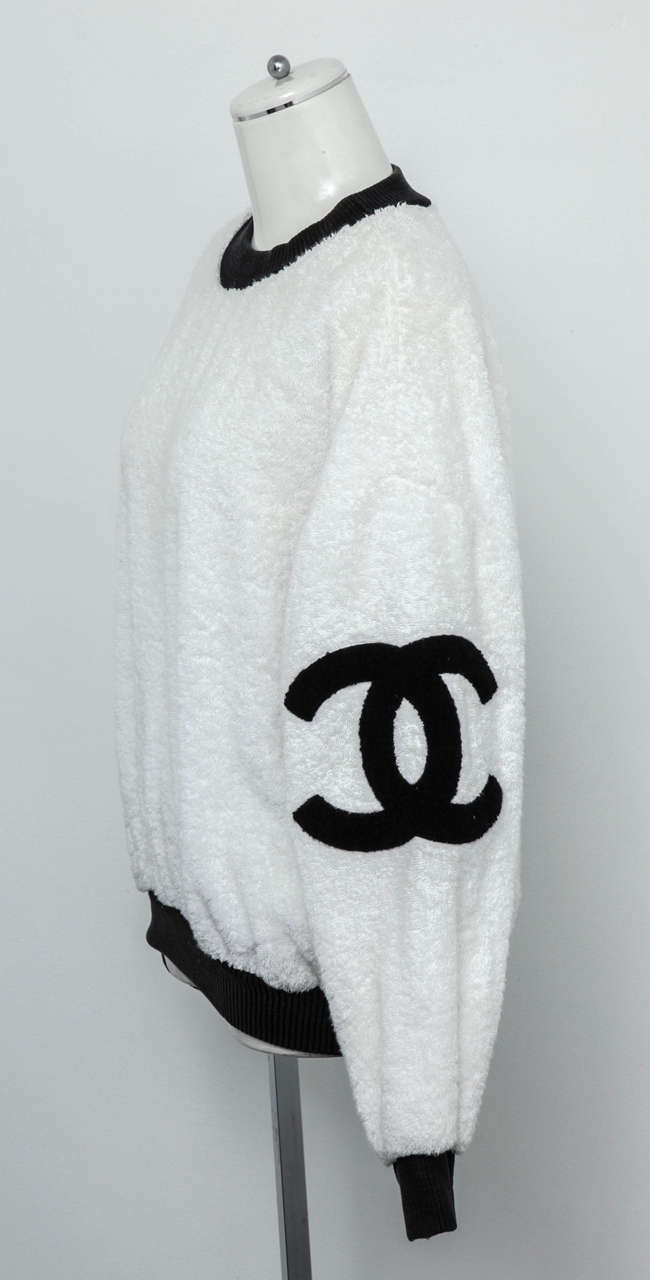 Vintage Chanel Sweat Shirt Sweater with Iconic CC at 1stDibs