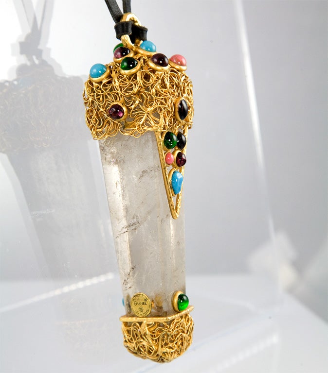 Chanel Rock Crystal and Poured Glass Pendant at 1stDibs