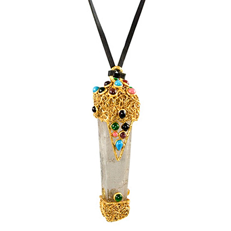 Chanel Rock Crystal and Poured Glass Pendant at 1stDibs