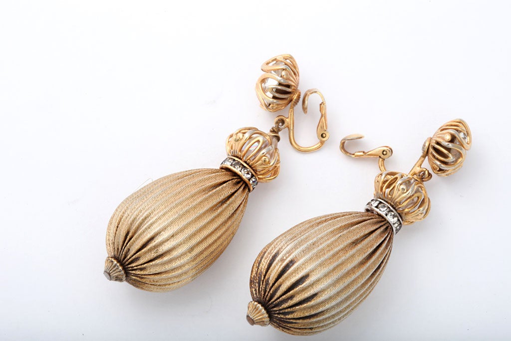 Exotic Goldtone Drop Earrings For Sale at 1stDibs | exotic earrings ...
