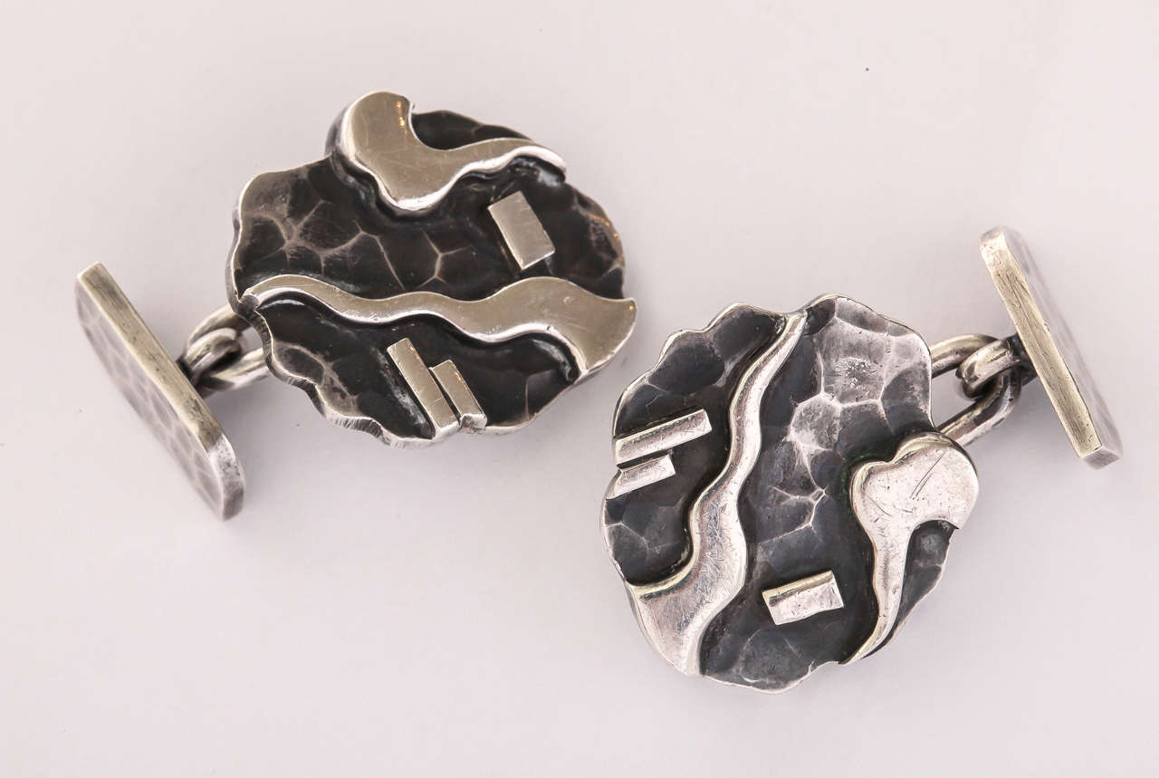 Jean Despres French Art Deco Sterling Silver Cufflinks For Sale at ...