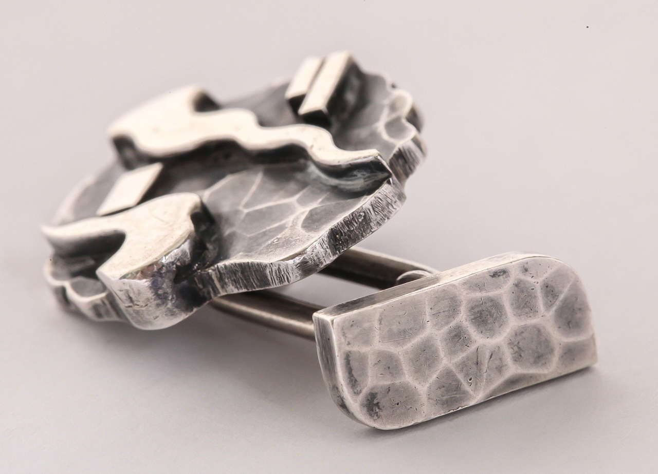 Jean Despres French Art Deco Sterling Silver Cufflinks For Sale at ...