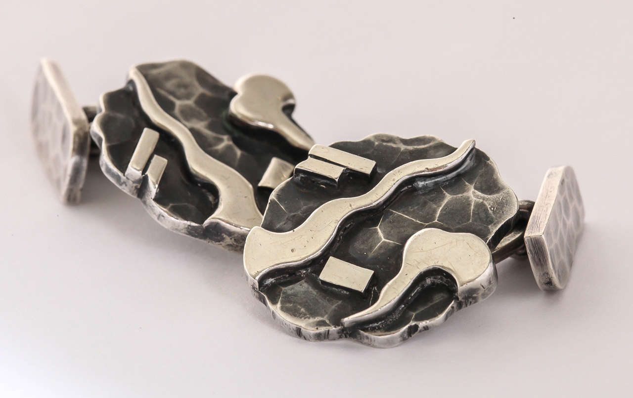 Jean Despres French Art Deco Sterling Silver Cufflinks For Sale at ...