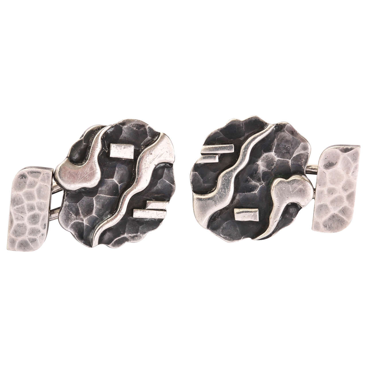 Jean Despres French Art Deco Sterling Silver Cufflinks For Sale at ...