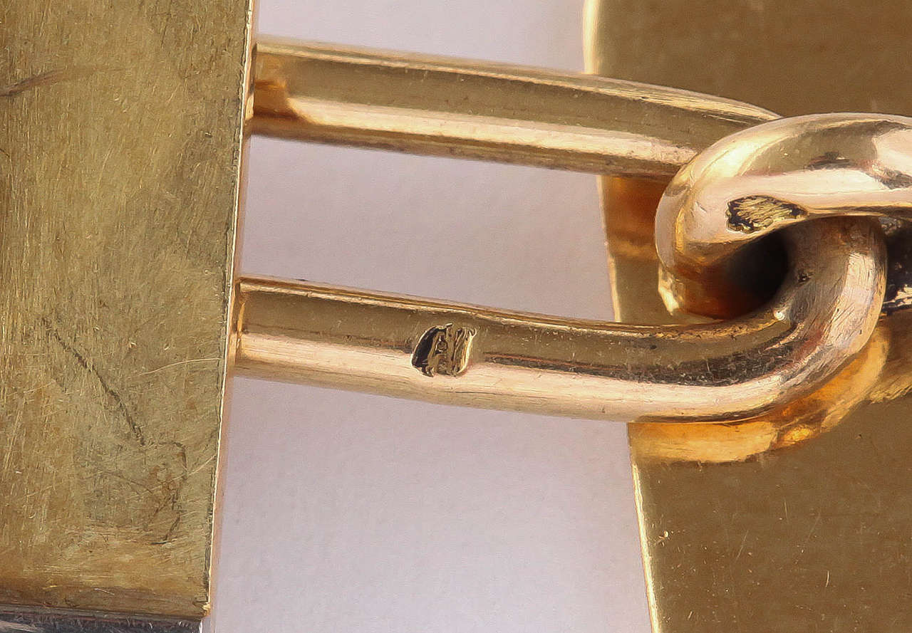 Jean Despres French Art Deco Gold Cufflinks For Sale at 1stDibs