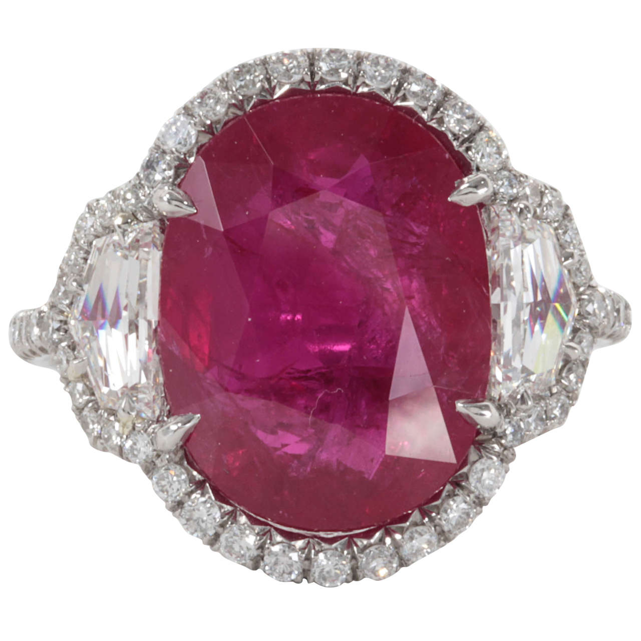 Incredible Eight Carat Certified Ruby and Diamond Set in Platinum For ...