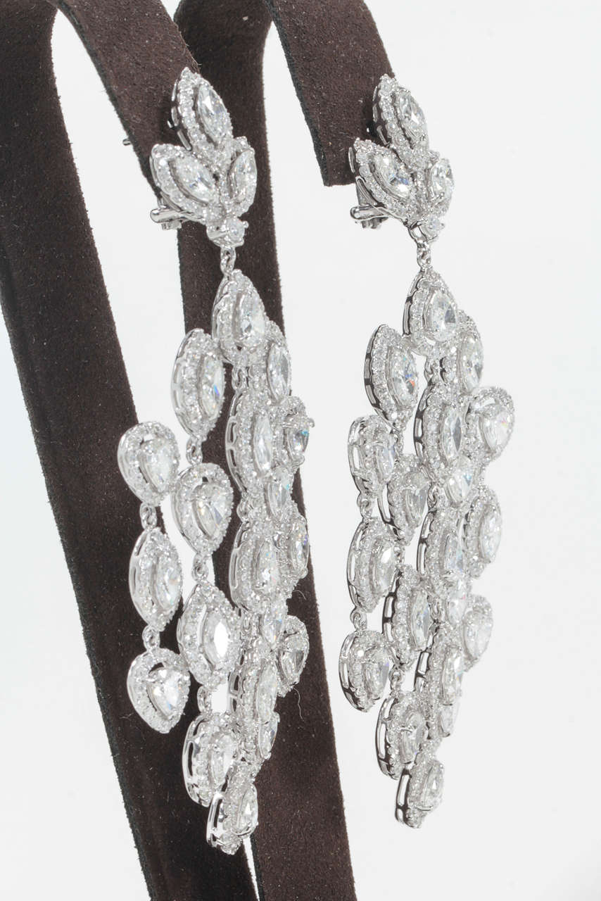 Glamorous Diamond Petal Chandelier Earrings For Sale at 1stDibs ...