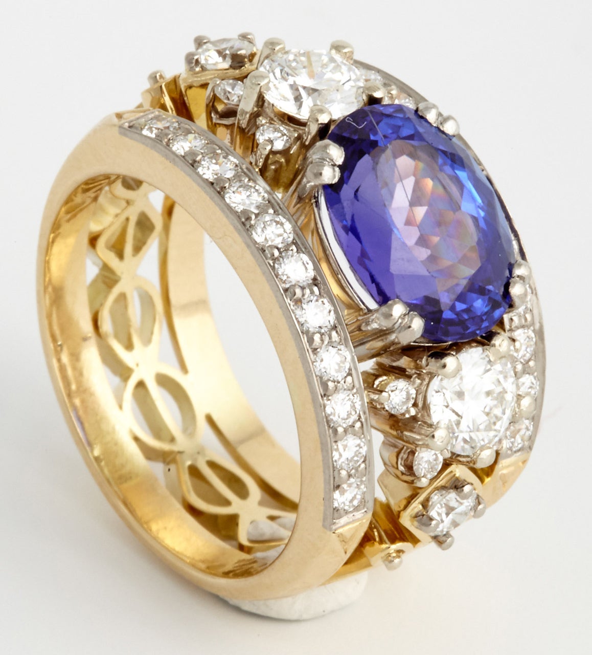 A tanzanite and diamond harp ring at 1stDibs