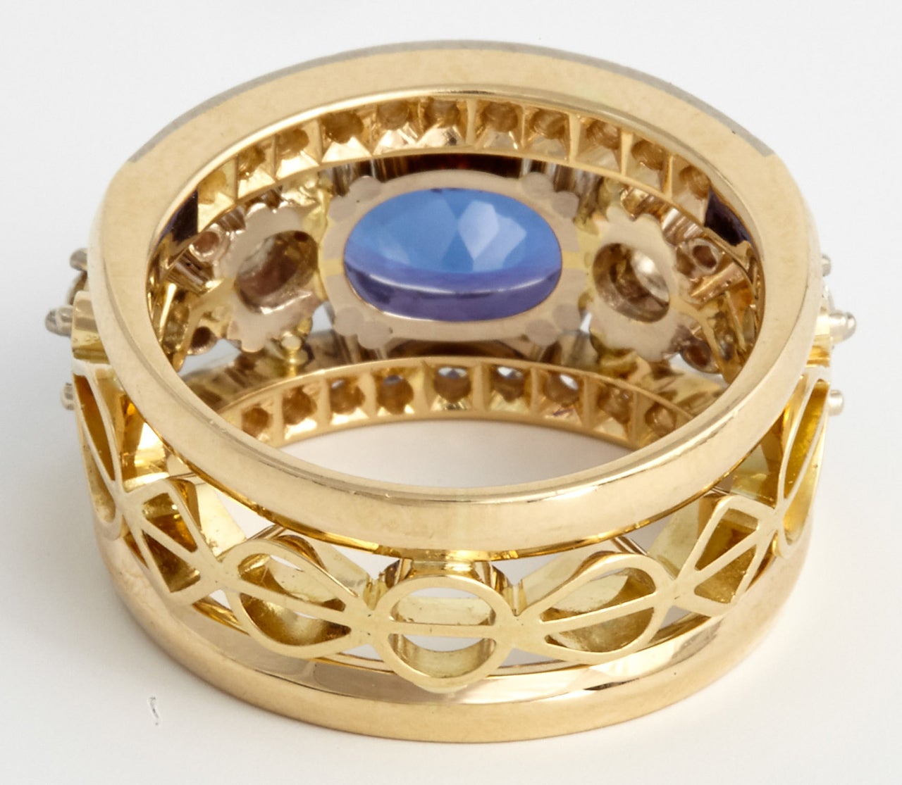 A tanzanite and diamond harp ring at 1stDibs