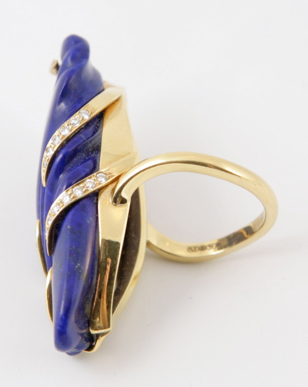 Lapis Lazuli Diamond Ring Freeform Moderne at 1stDibs