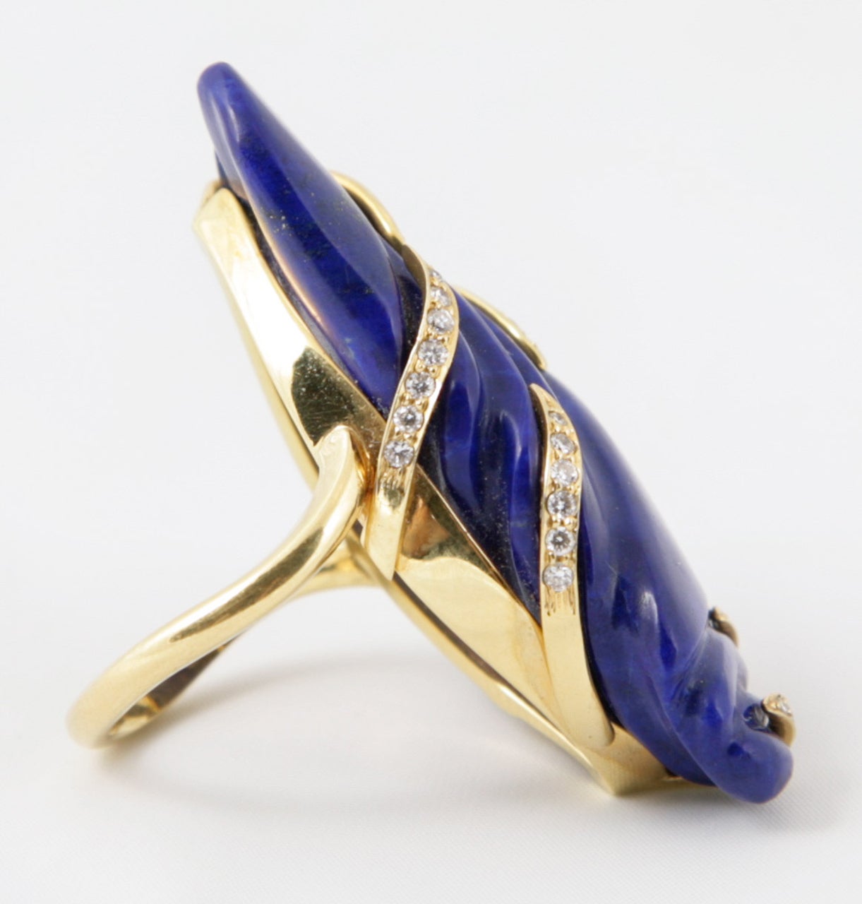 Lapis Lazuli Diamond Ring Freeform Moderne at 1stDibs