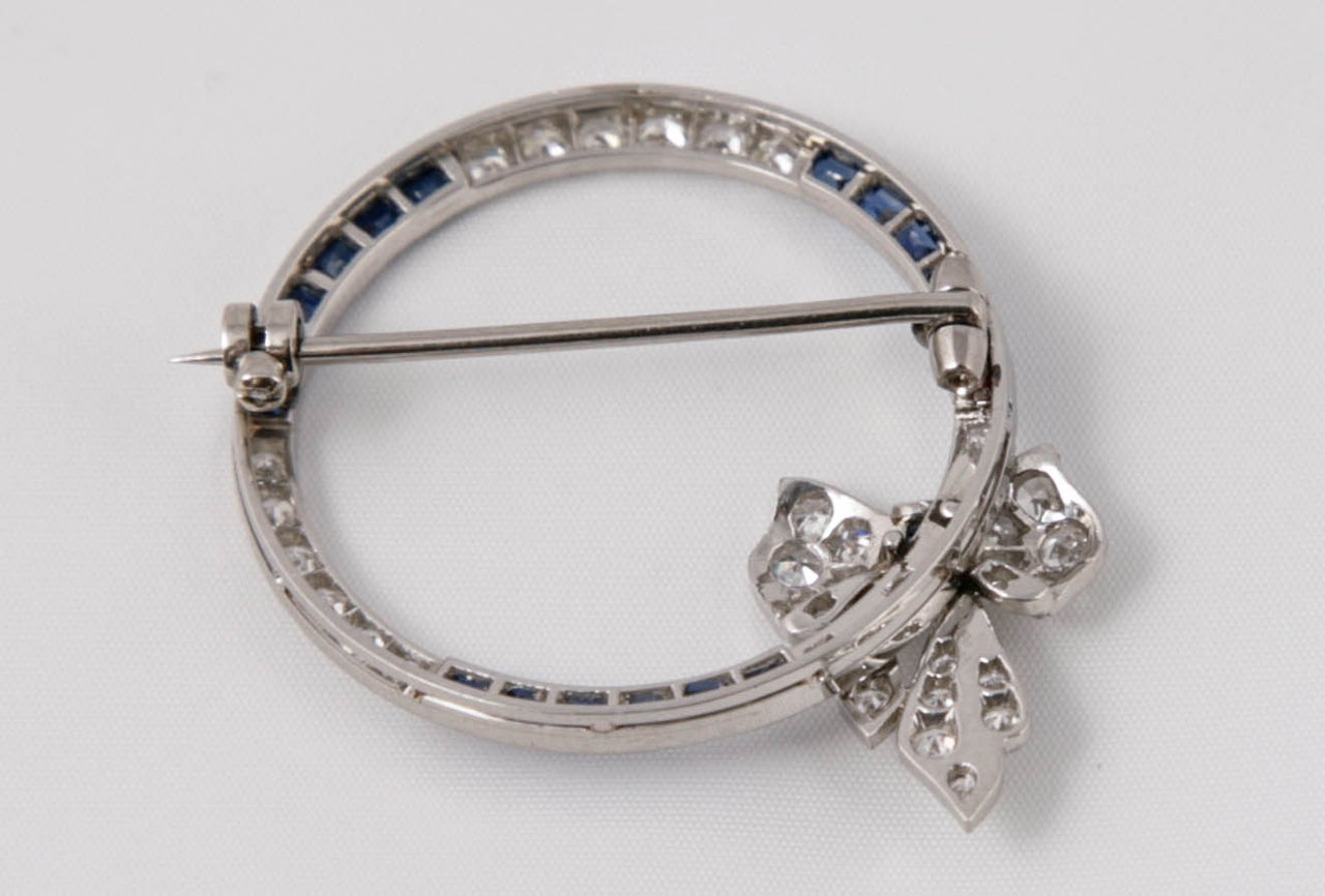Sapphire and Diamond circle pin at 1stDibs