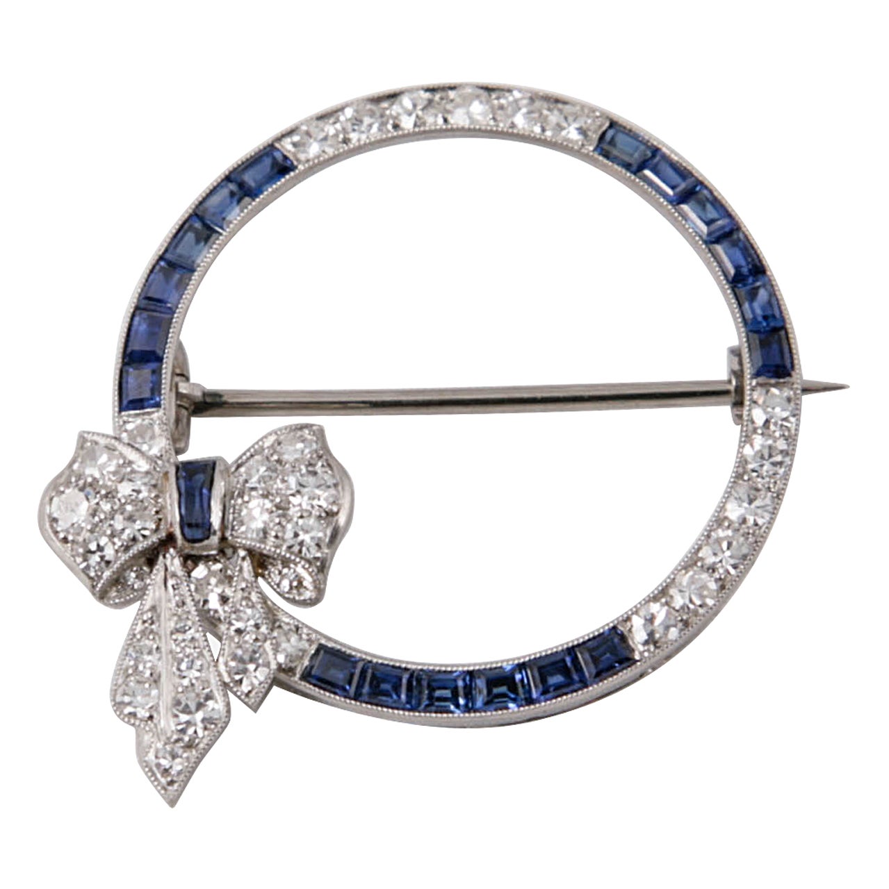 Sapphire and Diamond circle pin at 1stDibs
