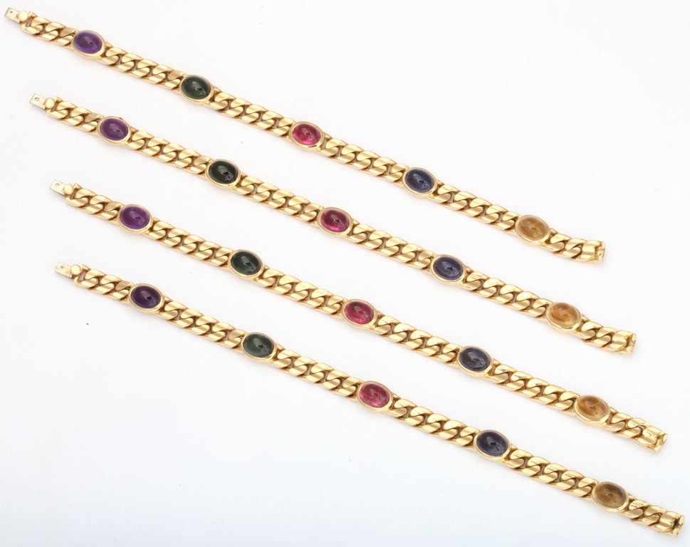 Gold Convertible Multi Stone Bracelet/ Necklace Set at 1stDibs