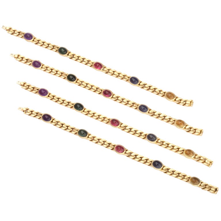 Gold Convertible Multi Stone Bracelet/ Necklace Set at 1stDibs