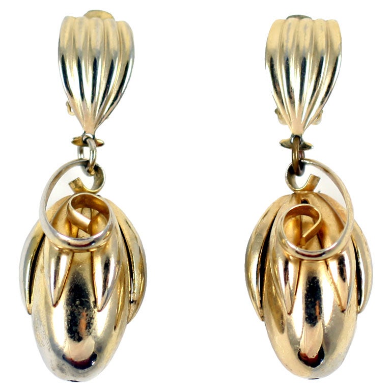 Napier Gold Plated Acorn Earrings at 1stDibs
