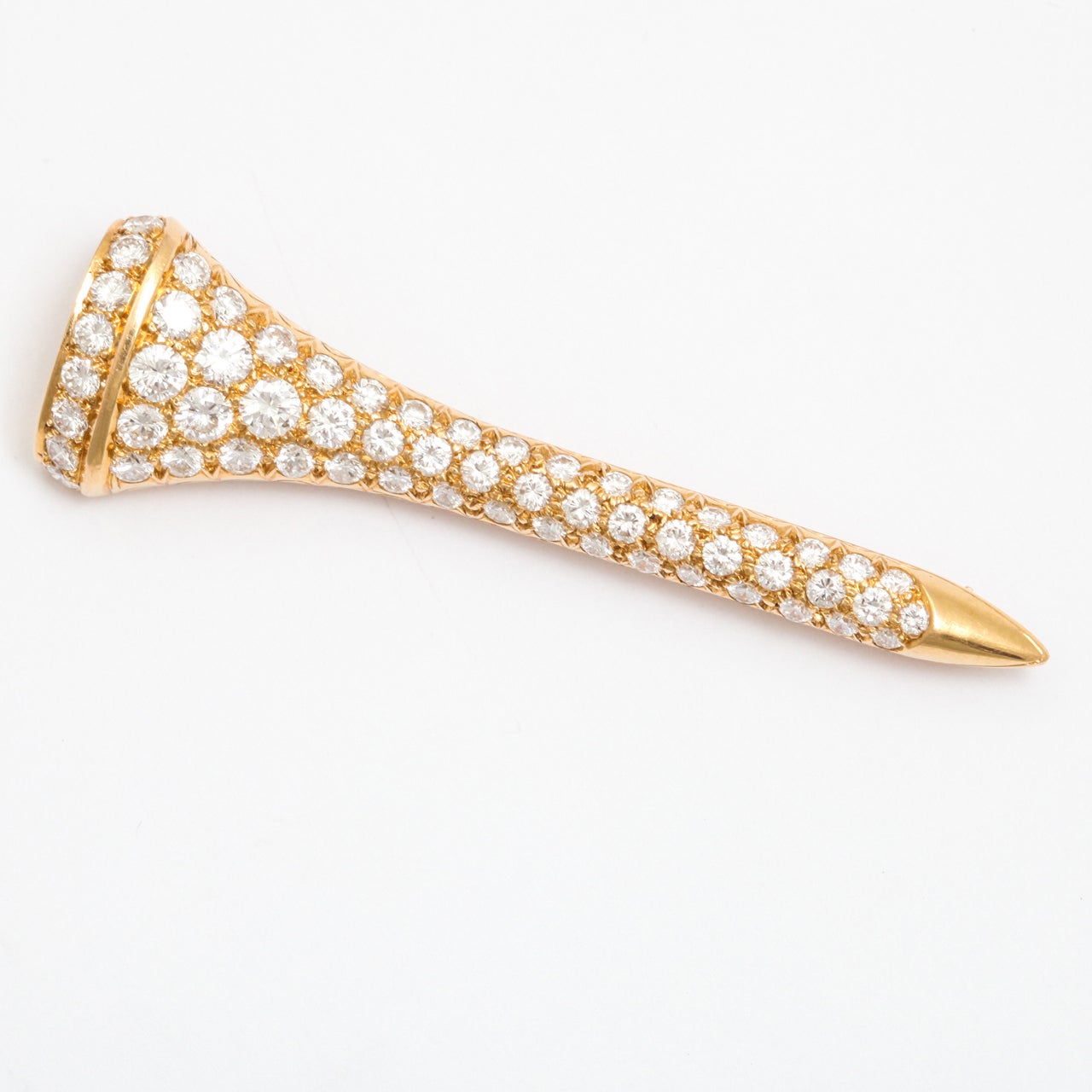 Oscar Heyman Diamond Gold Golf Tee Pin at 1stDibs