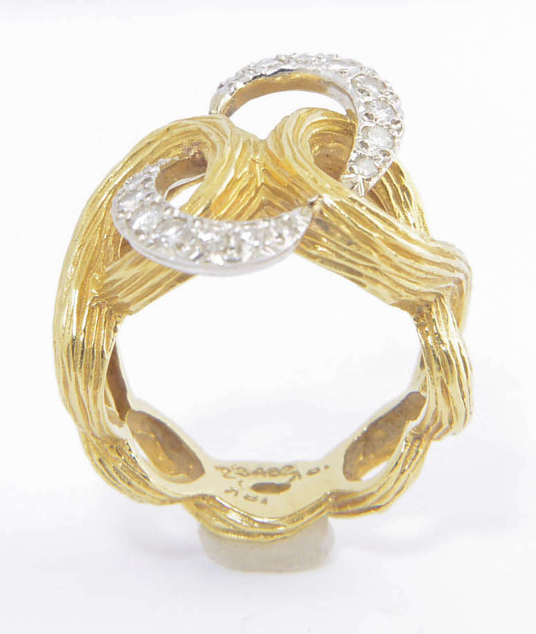 Diamond Textured Gold Swirl Ring at 1stDibs | swirl gold ring
