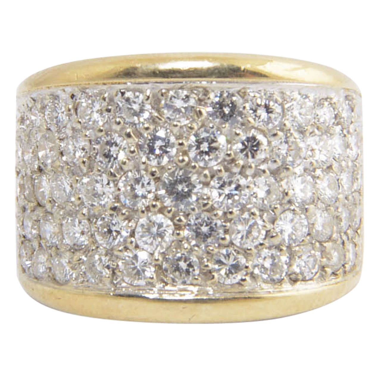 Wide Diamond Gold Band at 1stDibs
