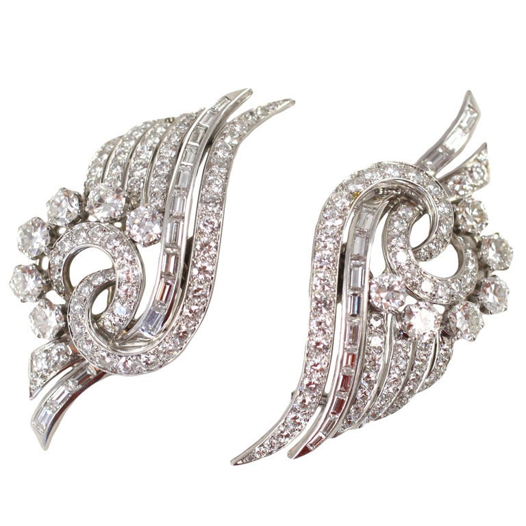 Spectacular Diamond Double Clips For Sale at 1stDibs