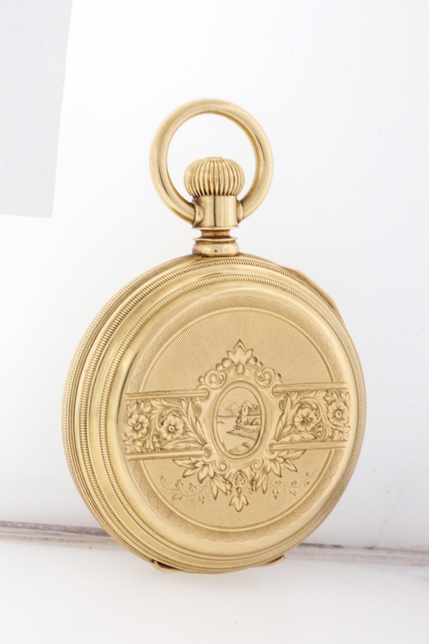 Waltham Yellow Gold Hunting Case Pocket Watch For Sale at 1stDibs ...