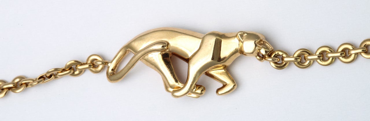 CARTIER Yellow Gold 4 Four Panther Panthere Long Chain Necklace at 1stDibs