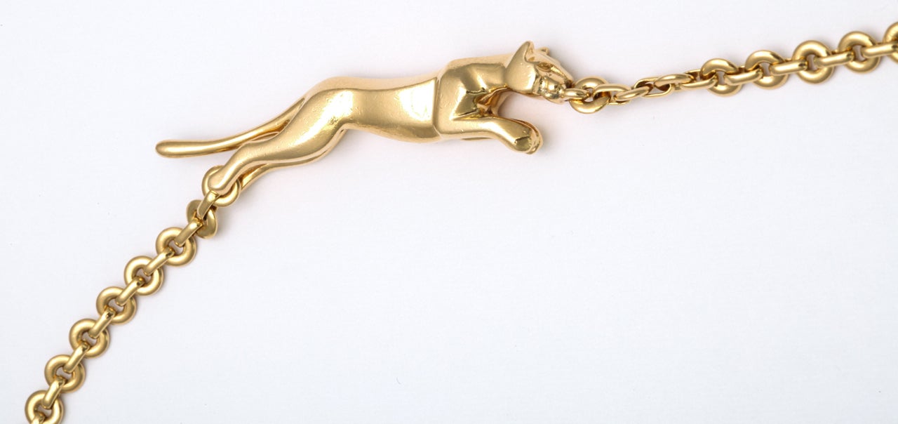 CARTIER Yellow Gold 4 Four Panther Panthere Long Chain Necklace at 1stDibs
