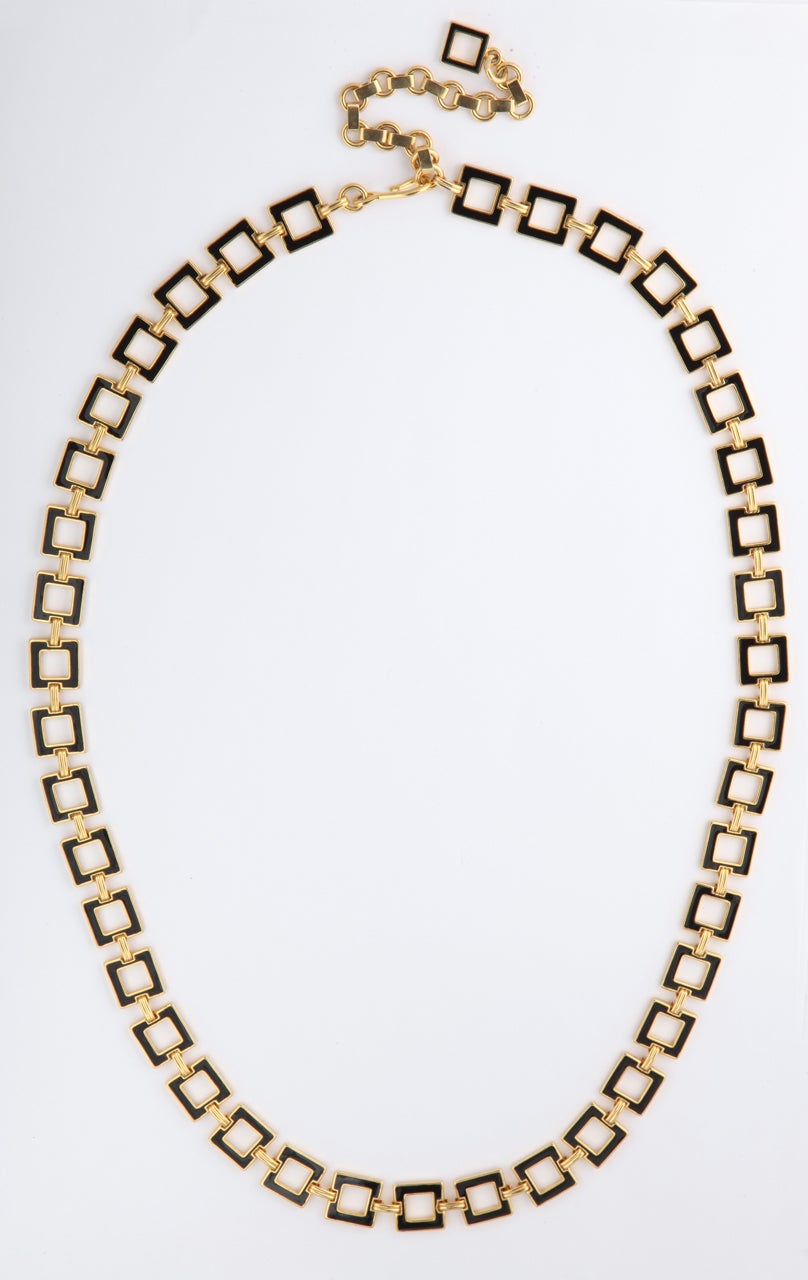 Black Square Link Necklace or Belt For Sale at 1stDibs | square chain ...