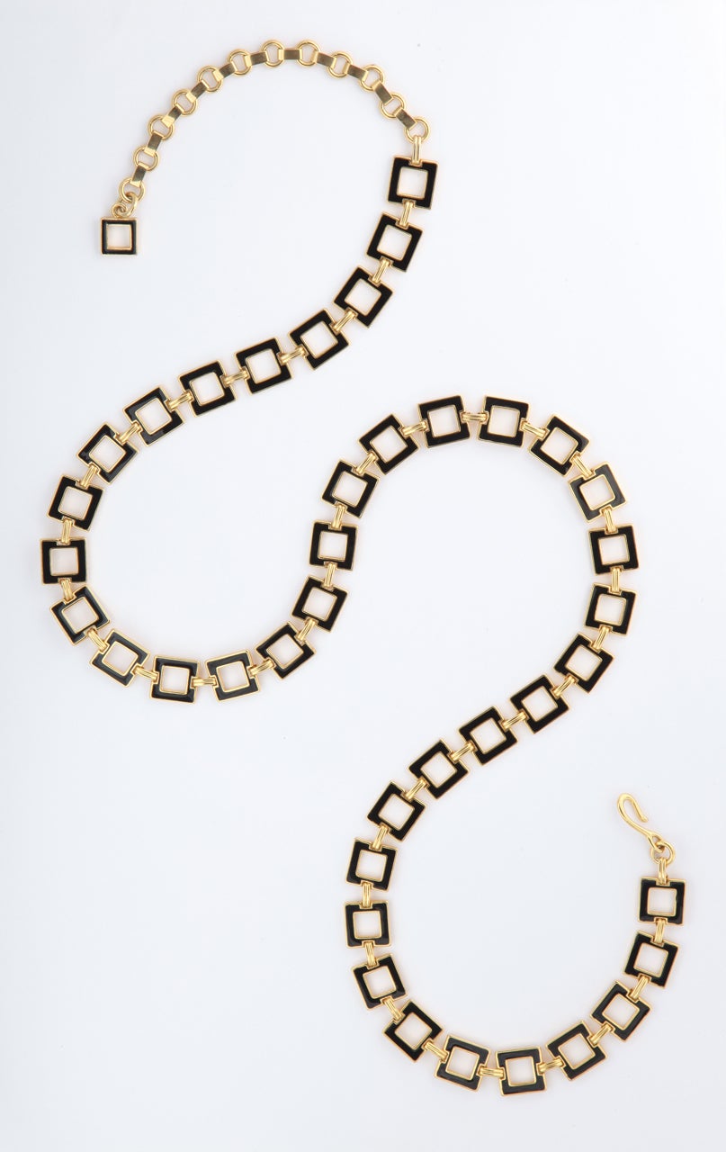 Black Square Link Necklace or Belt For Sale at 1stDibs | square chain ...