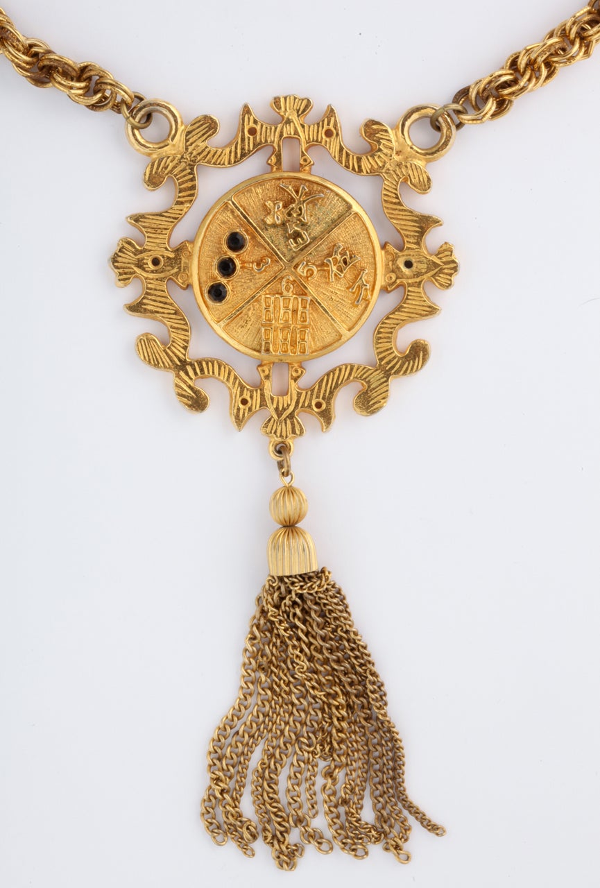 "Gold" Shield Medallion Necklace, Costume Jewelry For Sale at 1stDibs ...