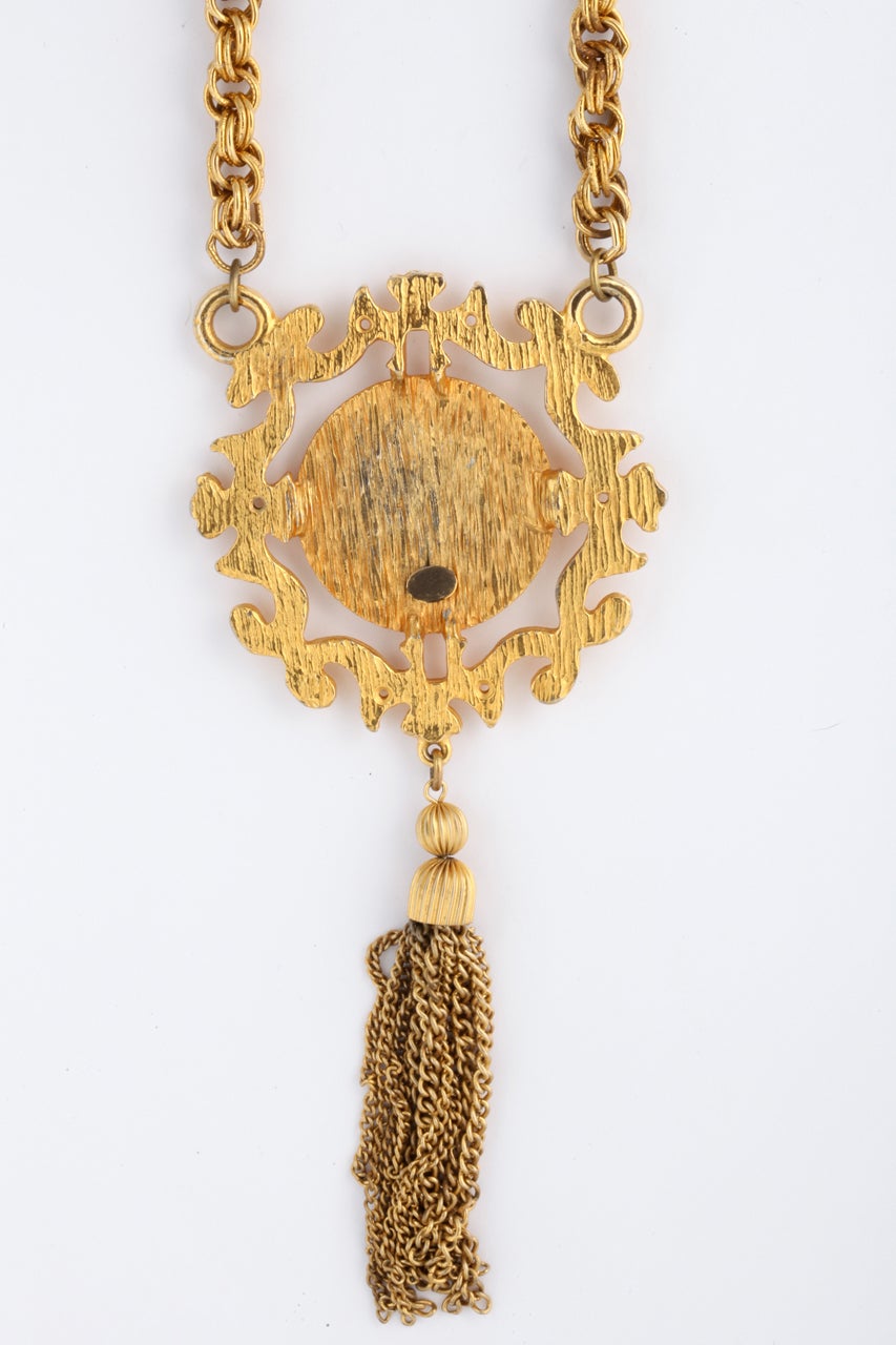 "Gold" Shield Medallion Necklace, Costume Jewelry For Sale at 1stDibs ...