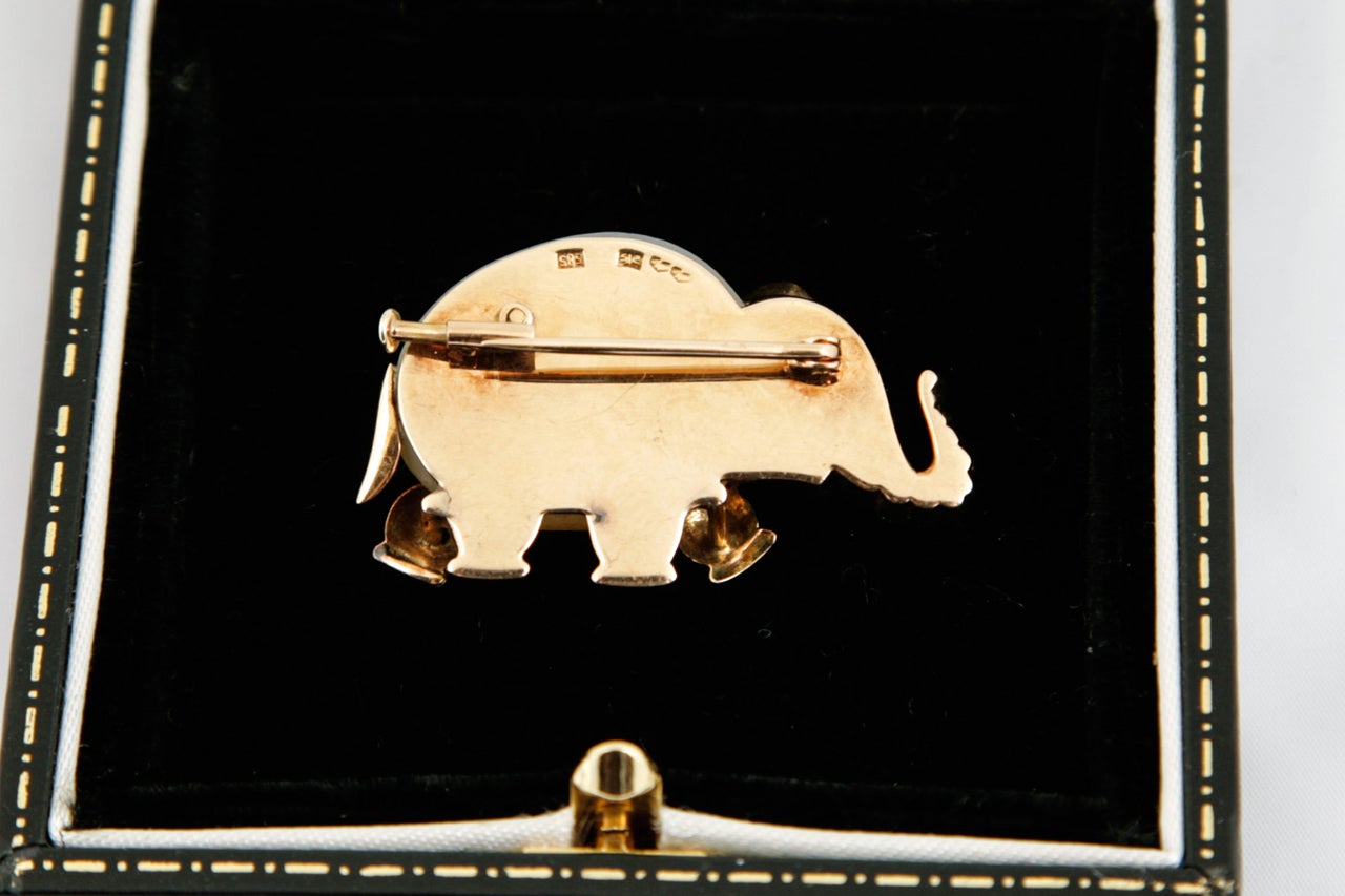 Gold Mother of Pearl Elephant Pin at 1stDibs