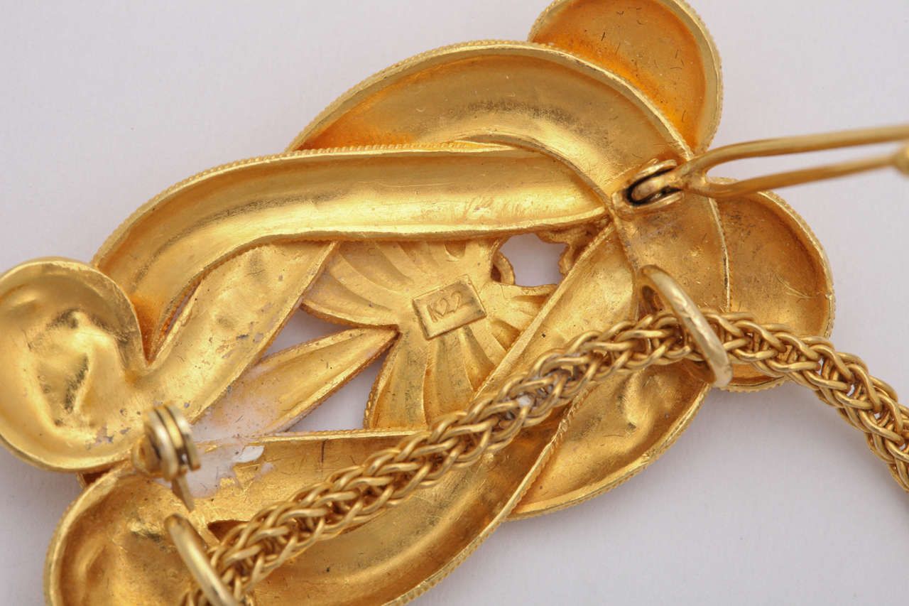Granulated Yellow Gold Pin on Hand-Made Chain in Hellenistic Style For ...