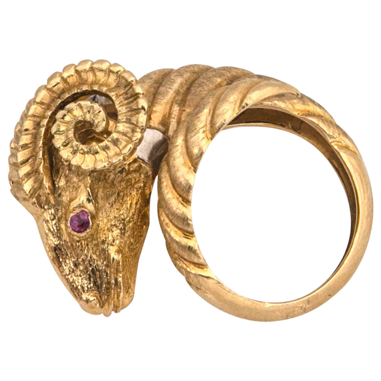 Ram's Head Gold Ring at 1stDibs