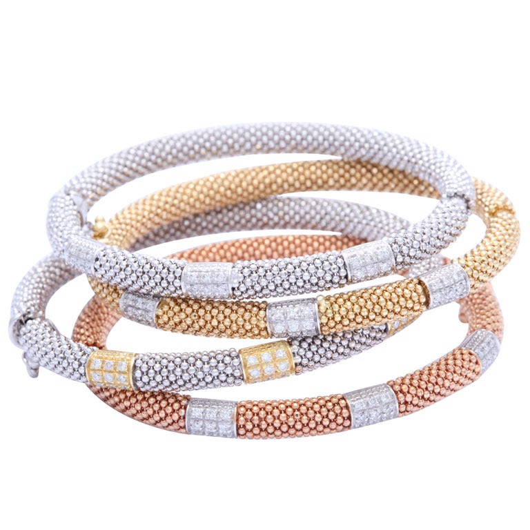 Stackable Ruby Diamond Gold Bracelets at 1stDibs