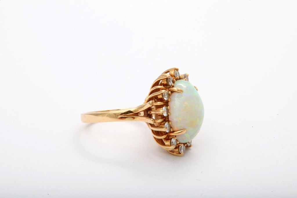 Gold, Diamond, and Opal Ring, stamped CDL at 1stDibs