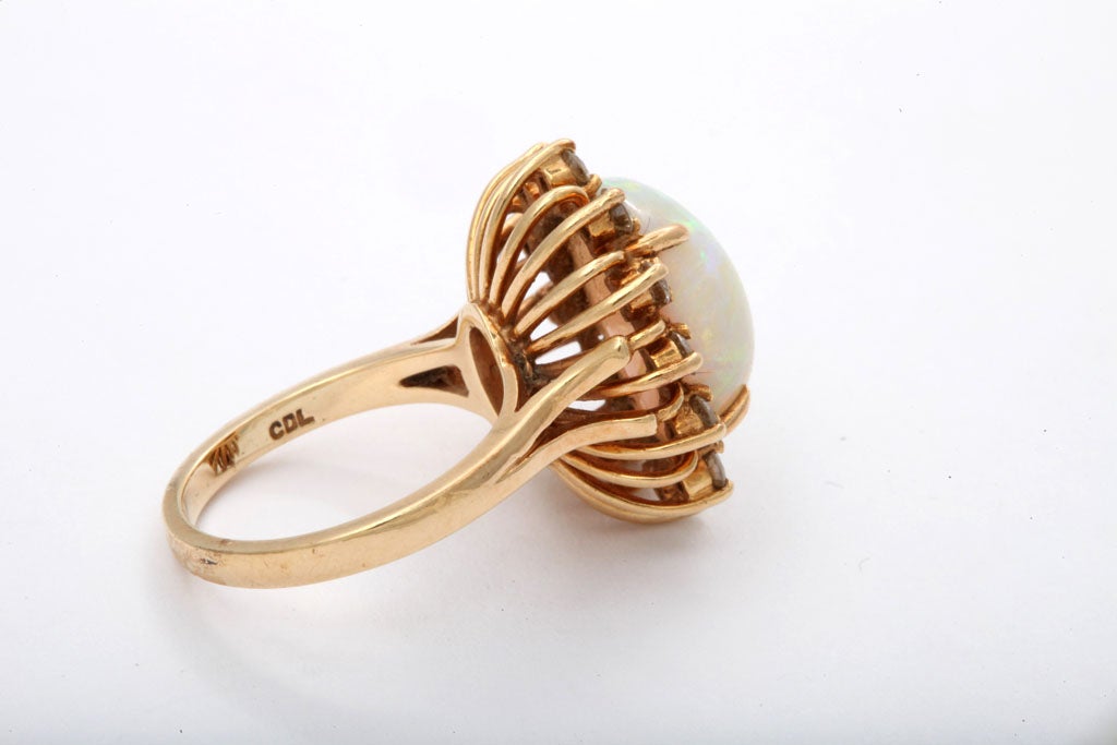 Gold, Diamond, and Opal Ring, stamped CDL at 1stDibs